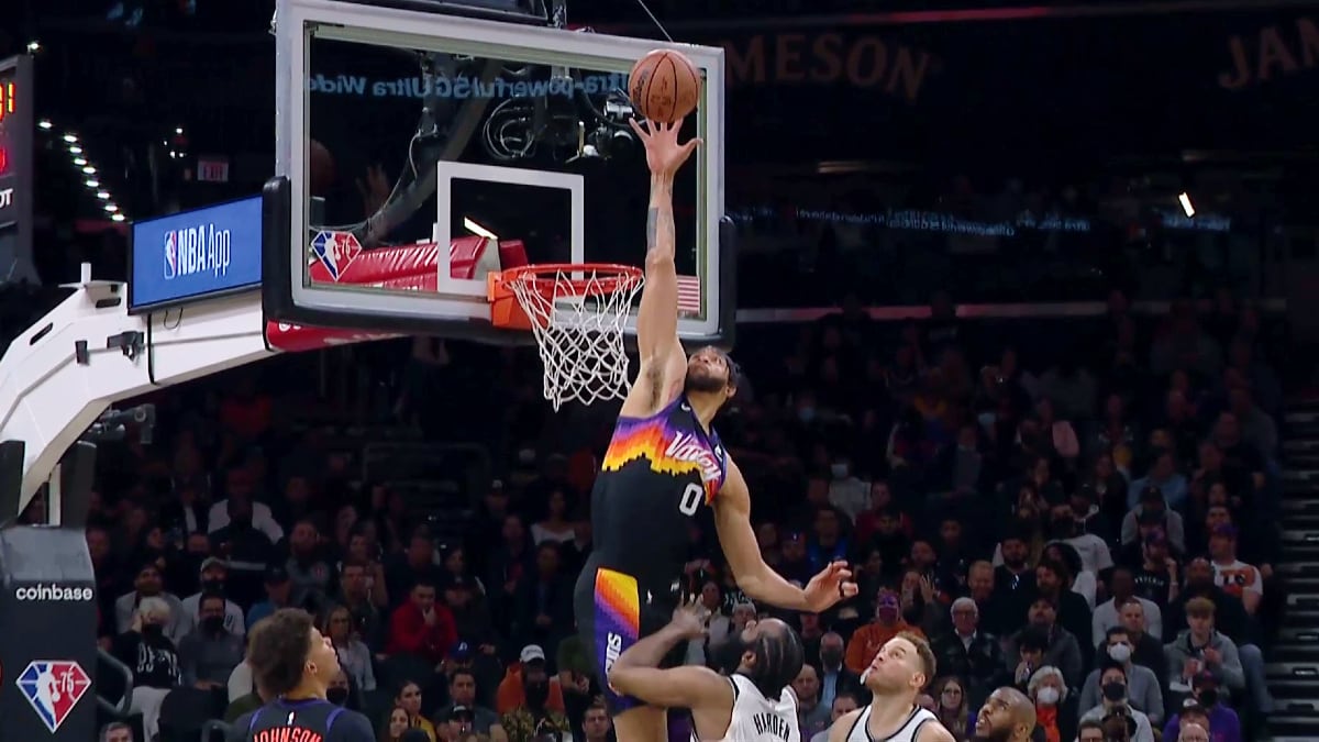Full extension: McGee gets up to reject Harden's floater | Phoenix Suns