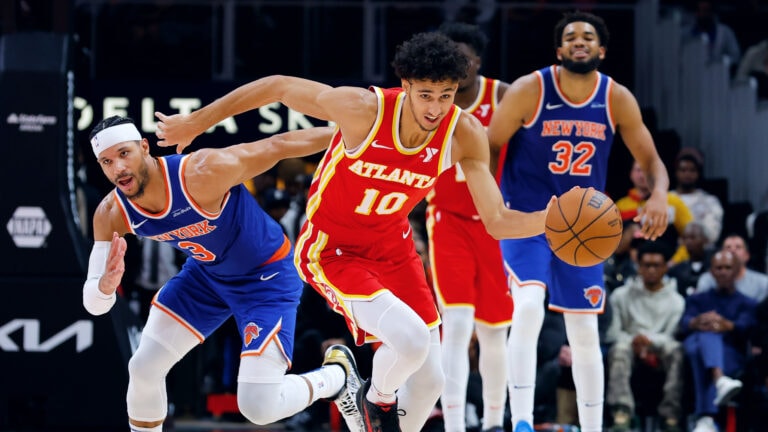 Hawks rookie Zaccharie Risacher lights up Knicks with breakout game ...