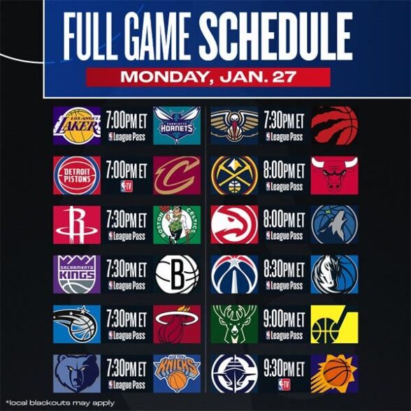 Starting 5, Jan. 27: East race tightens, Monday's 12-game slate & what ...