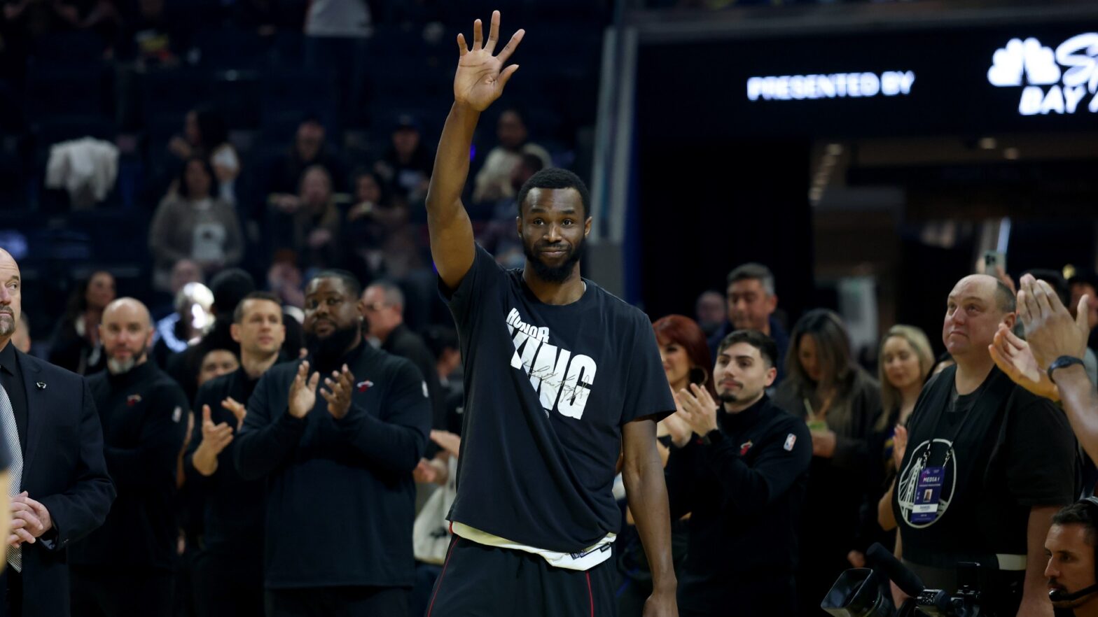 Warm welcome for Heat's Andrew Wiggins in return to Bay