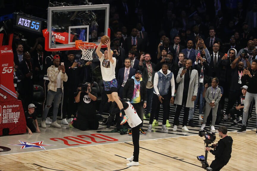 Pat Connaughton Competes in 2020 AT&T Slam Dunk Contest Photo Gallery ...