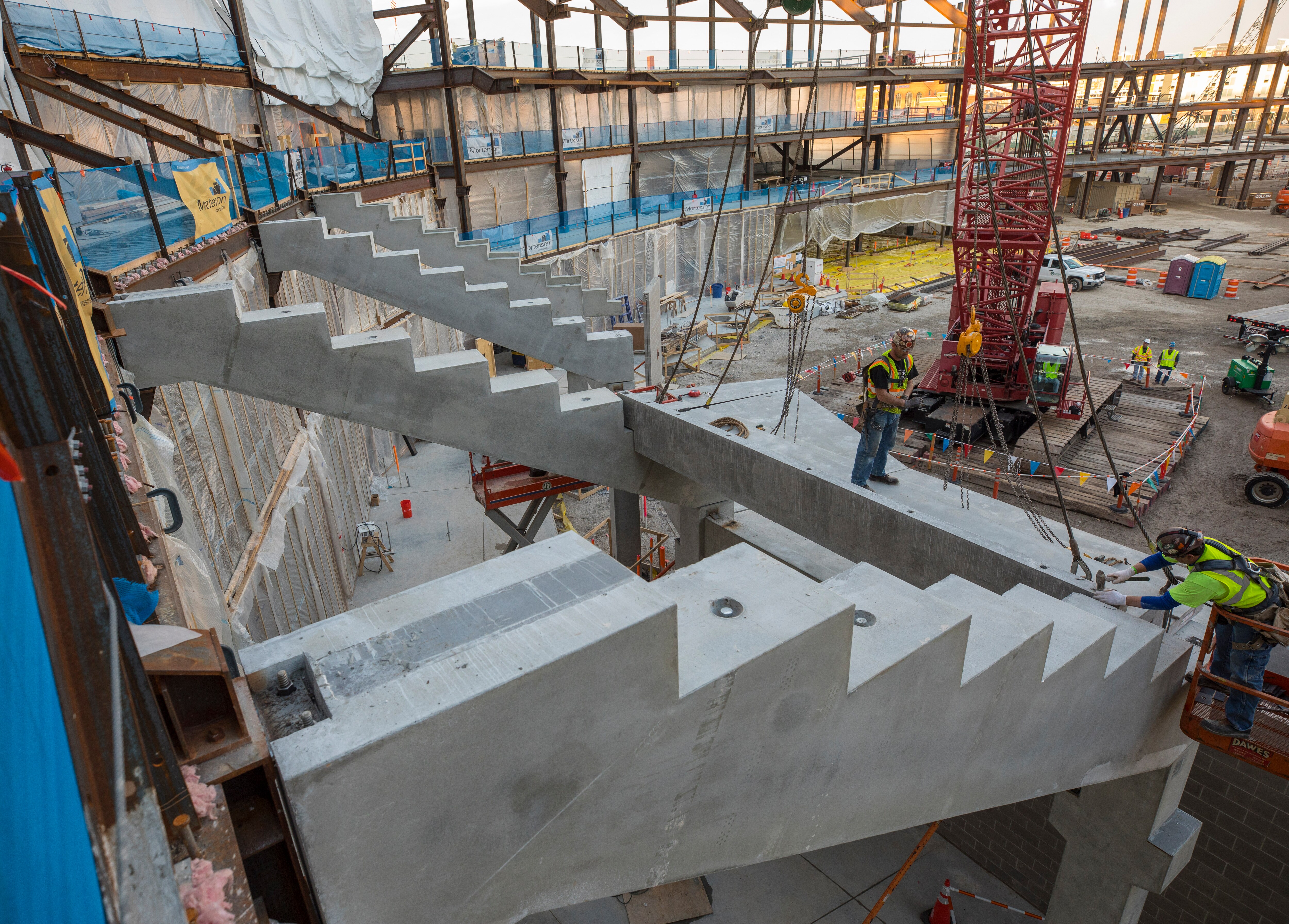 First Piece Of Precast Stadia Installed At New Arena | Milwaukee Bucks