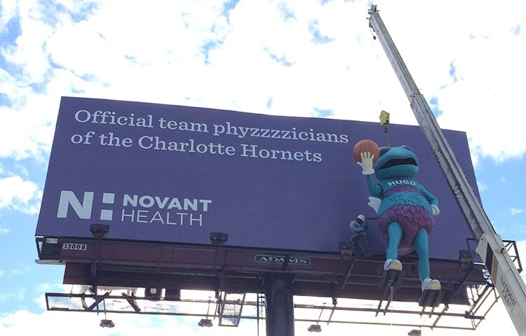 Novant Health Hugo Billboard Installation - 10/16/14 | Charlotte Hornets