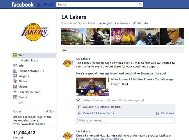LAKERS SURPASS 11 MILLION FANS ON FACEBOOK | Los Angeles Lakers