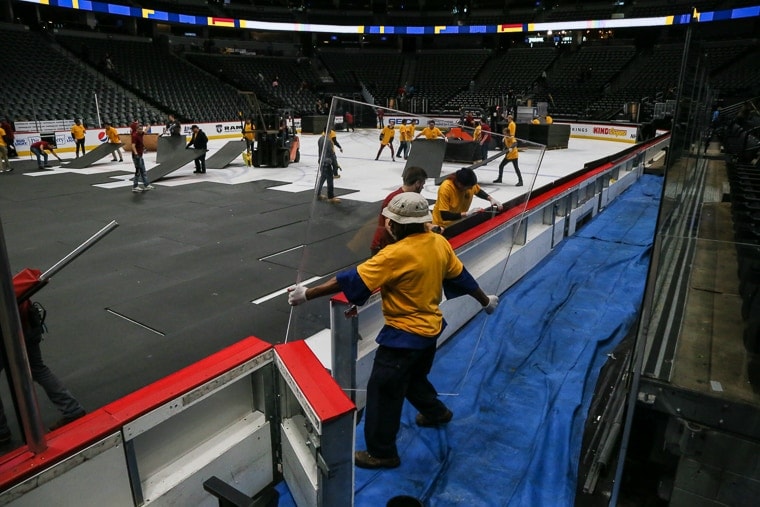 Conversion from Ice Rink to Basketball Court | Denver Nuggets