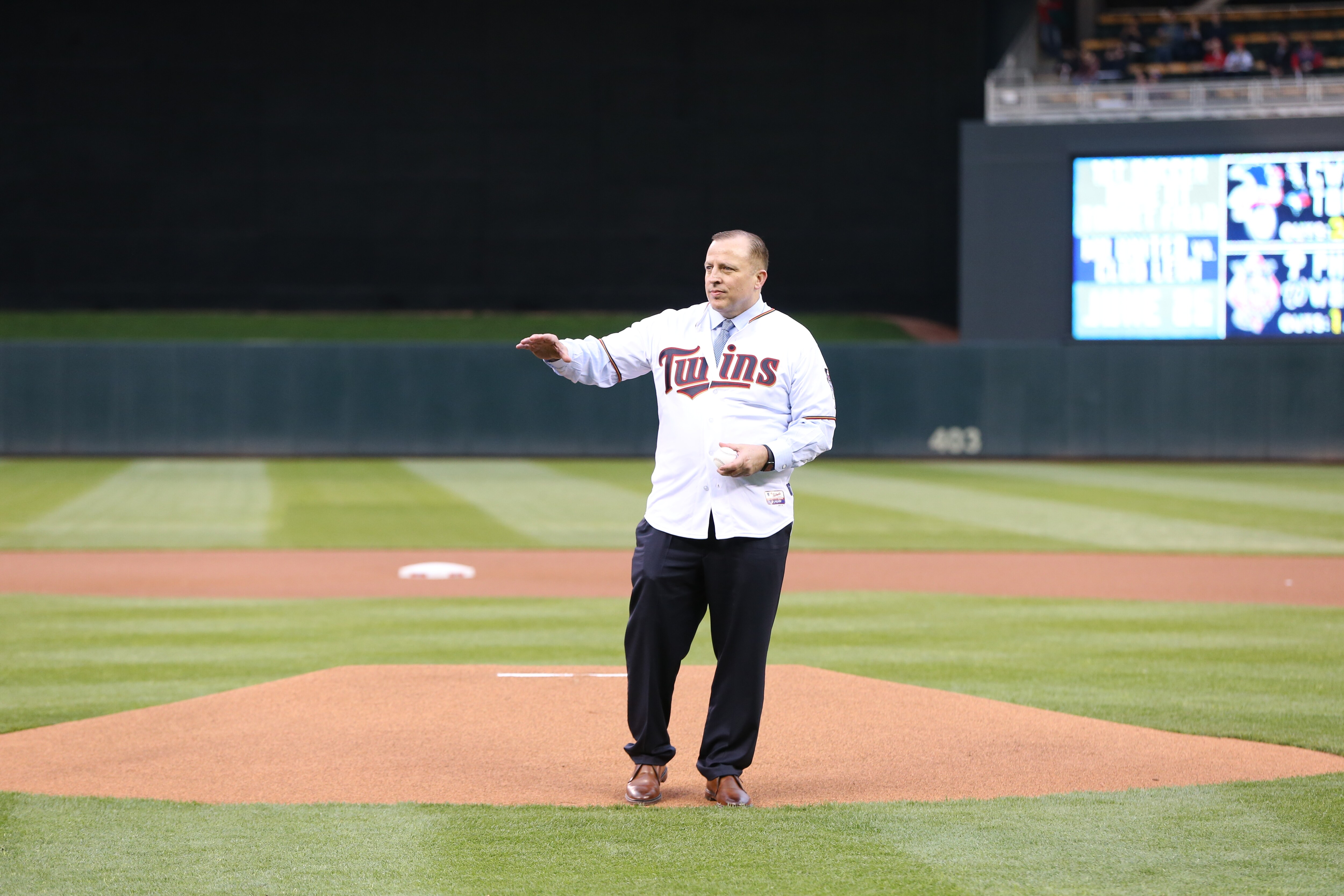 Gallery | Thibodeau Throws Out First Pitch At Twins Game | Minnesota ...