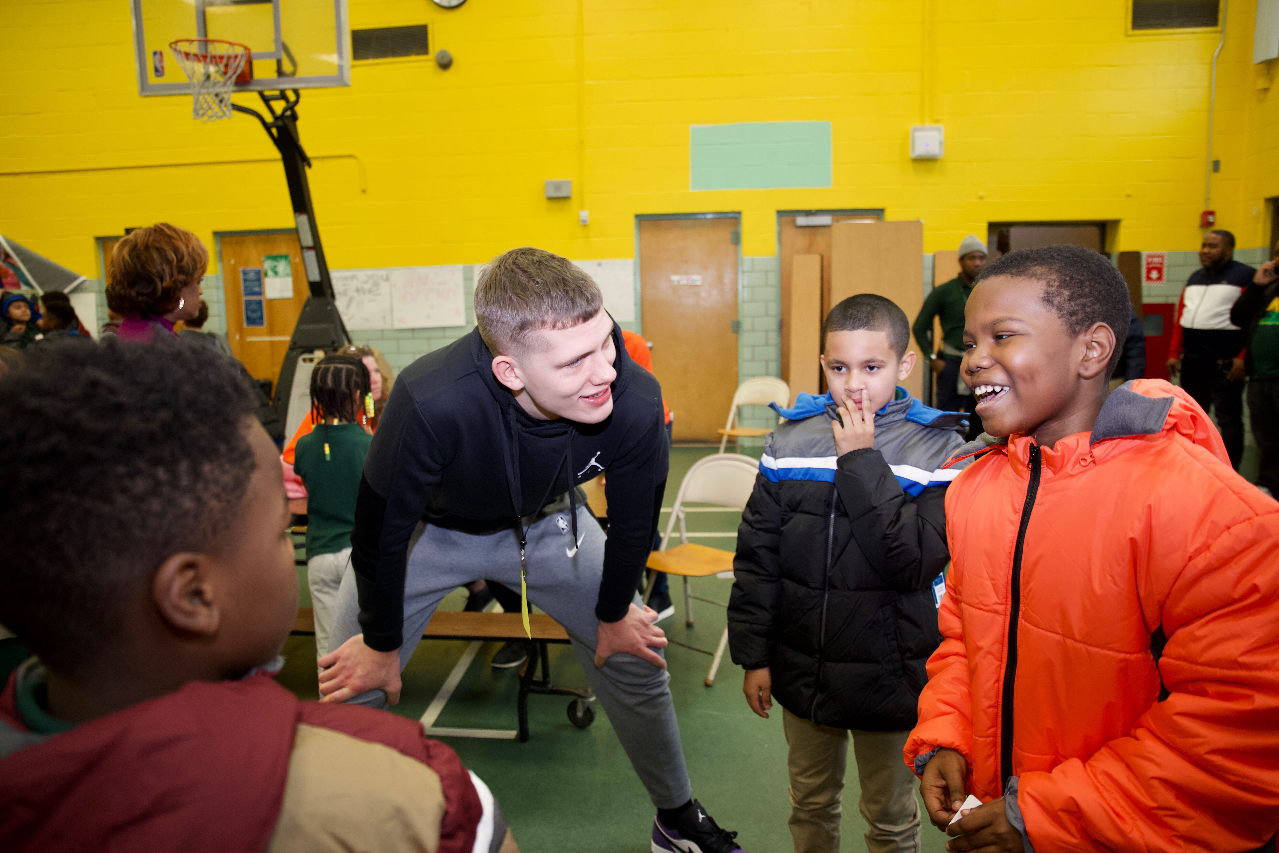 Troy Brown Jr. & Moe Wagner at Operation Warm Winter Coat - 12/4/19 ...