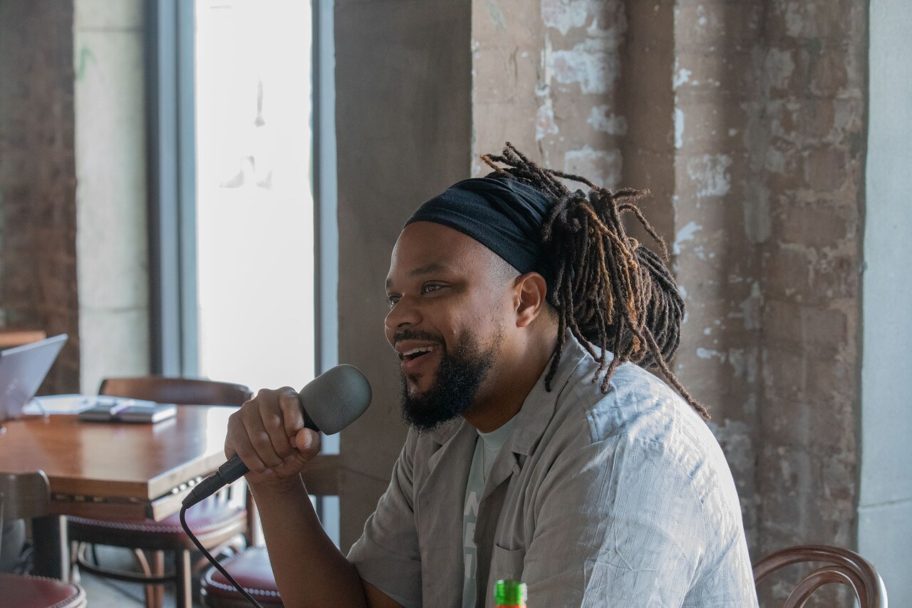 Photos: BMIKE on the Between Bites Podcast with Nina Compton & Larry ...