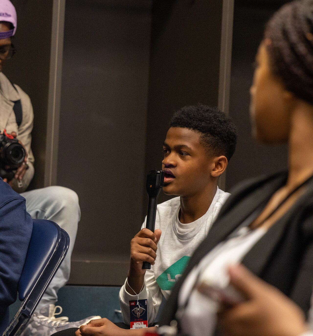 Photos: CJ McCollum hosts press conference for aspiring journalists ...