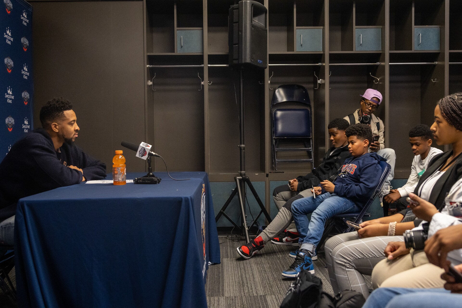 Photos: CJ McCollum hosts press conference for aspiring journalists ...