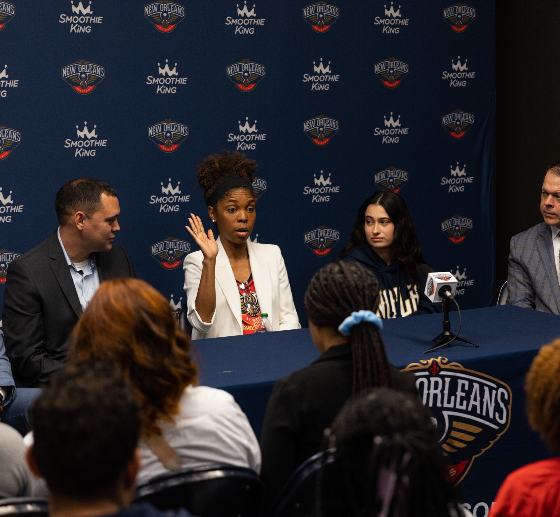 Photos: CJ McCollum hosts press conference for aspiring journalists ...