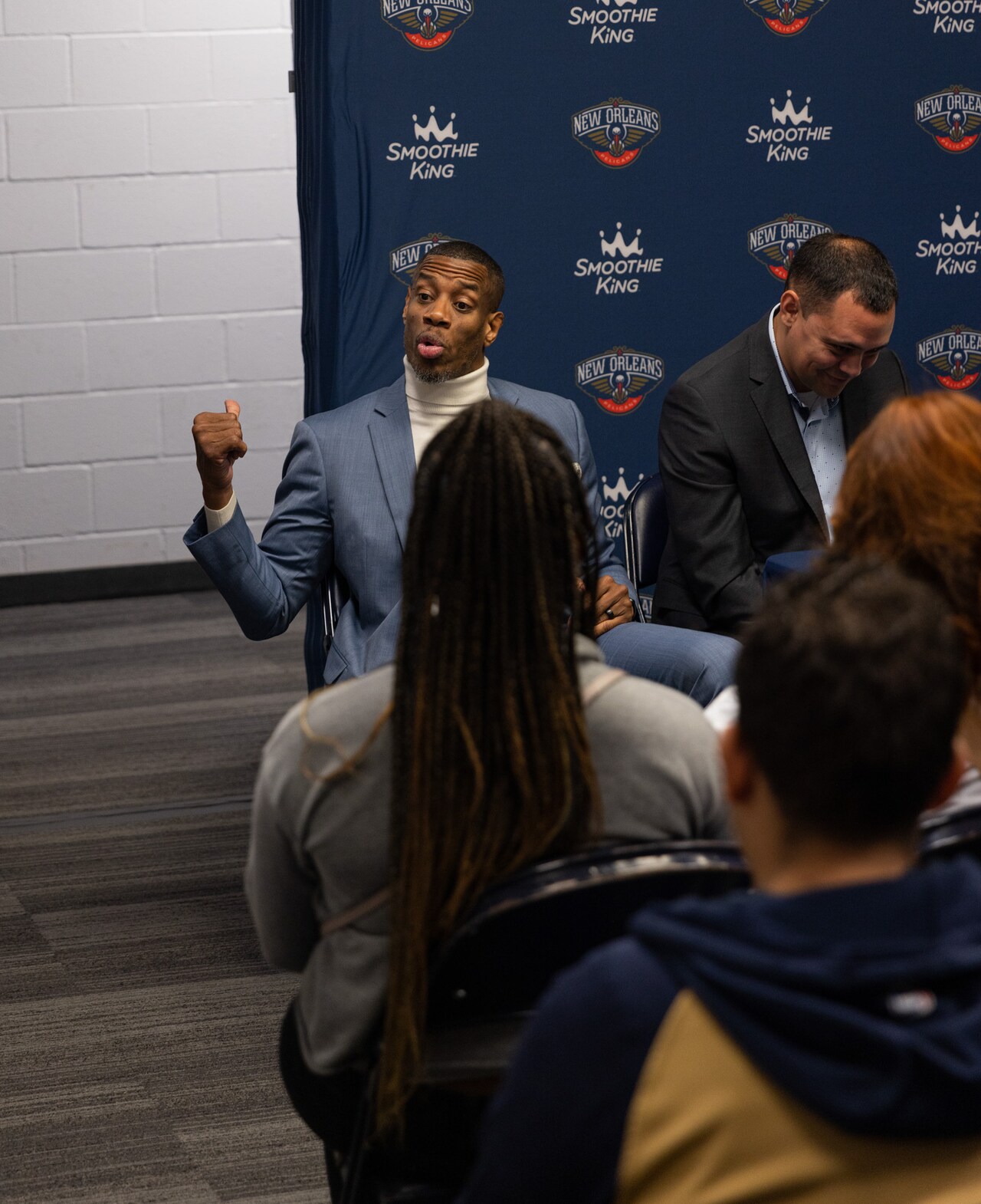 Photos: CJ McCollum hosts press conference for aspiring journalists ...