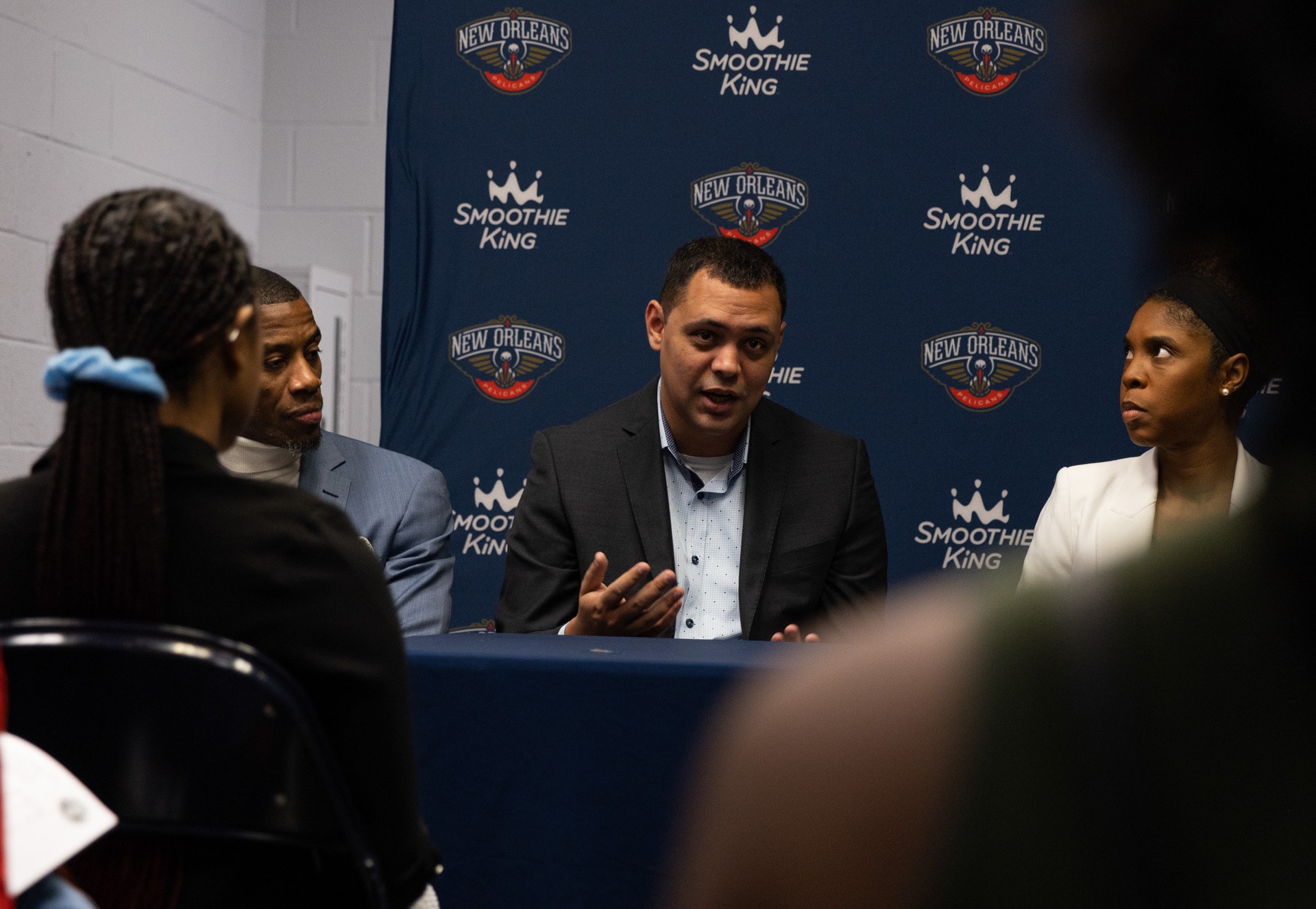 Photos: CJ McCollum hosts press conference for aspiring journalists ...