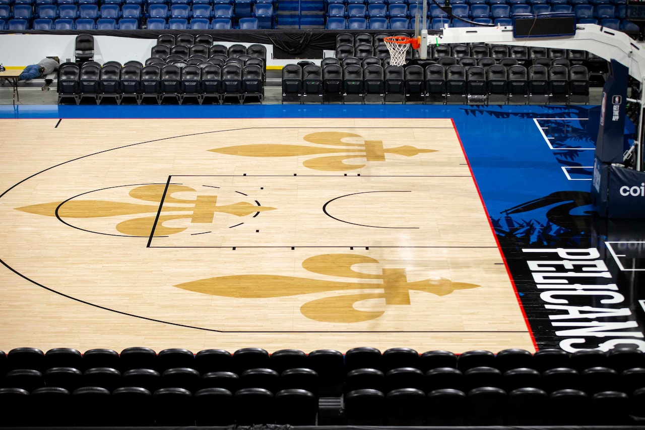 Photos: New Orleans Pelicans unveil new court design for 2023-24 NBA ...