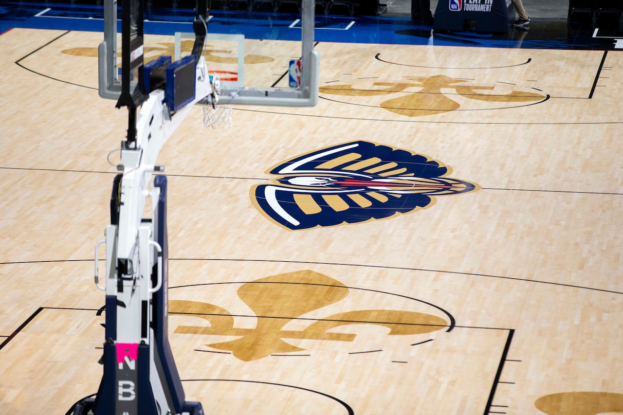 Photos: New Orleans Pelicans unveil new court design for 2023-24 NBA ...