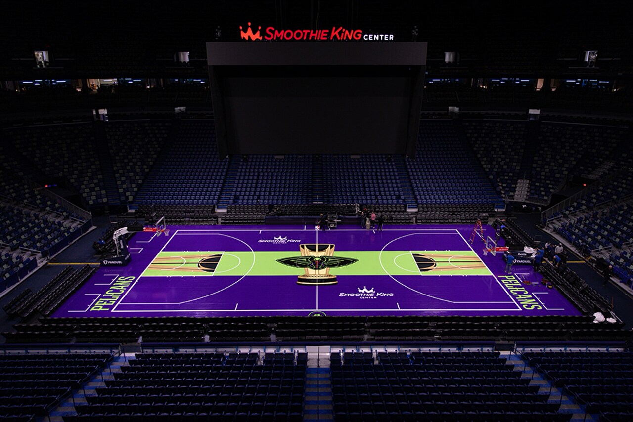 Photos: First look at Pelicans In-Season Tournament court at Smoothie ...