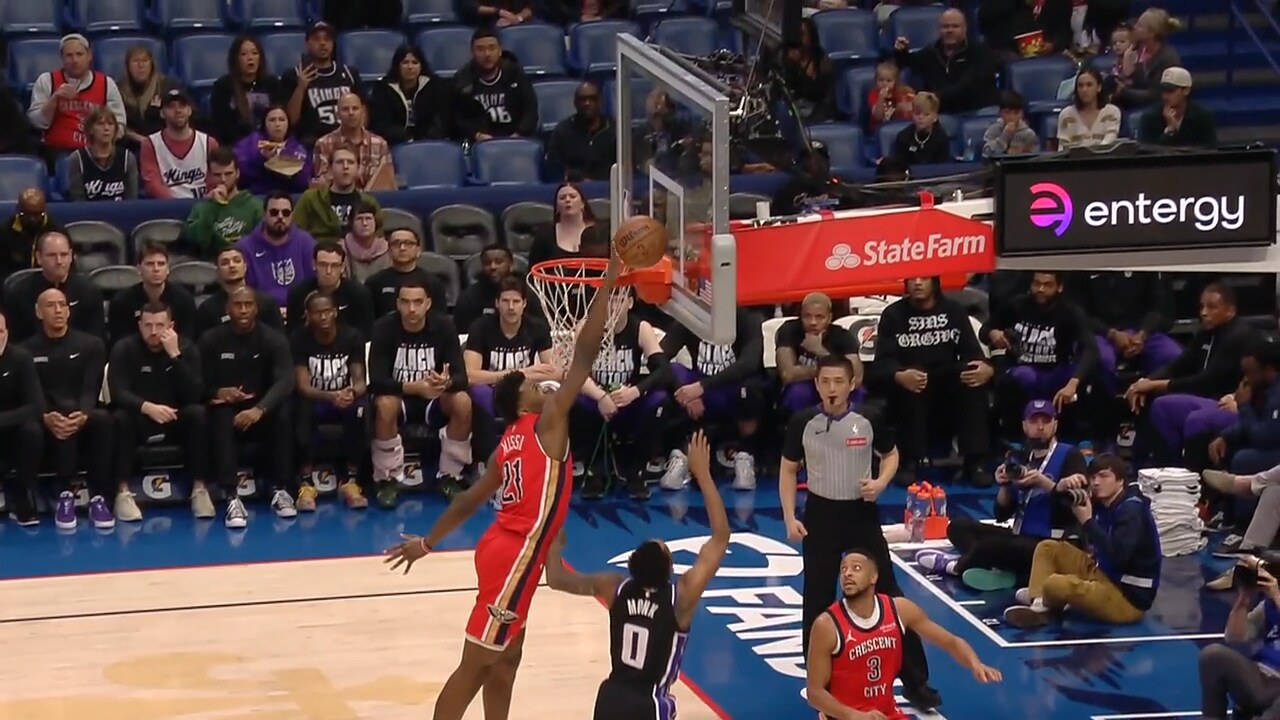 Yves Missi block leads to Jose Alvarado 3 | Pelicans-Kings Highlights 2 ...