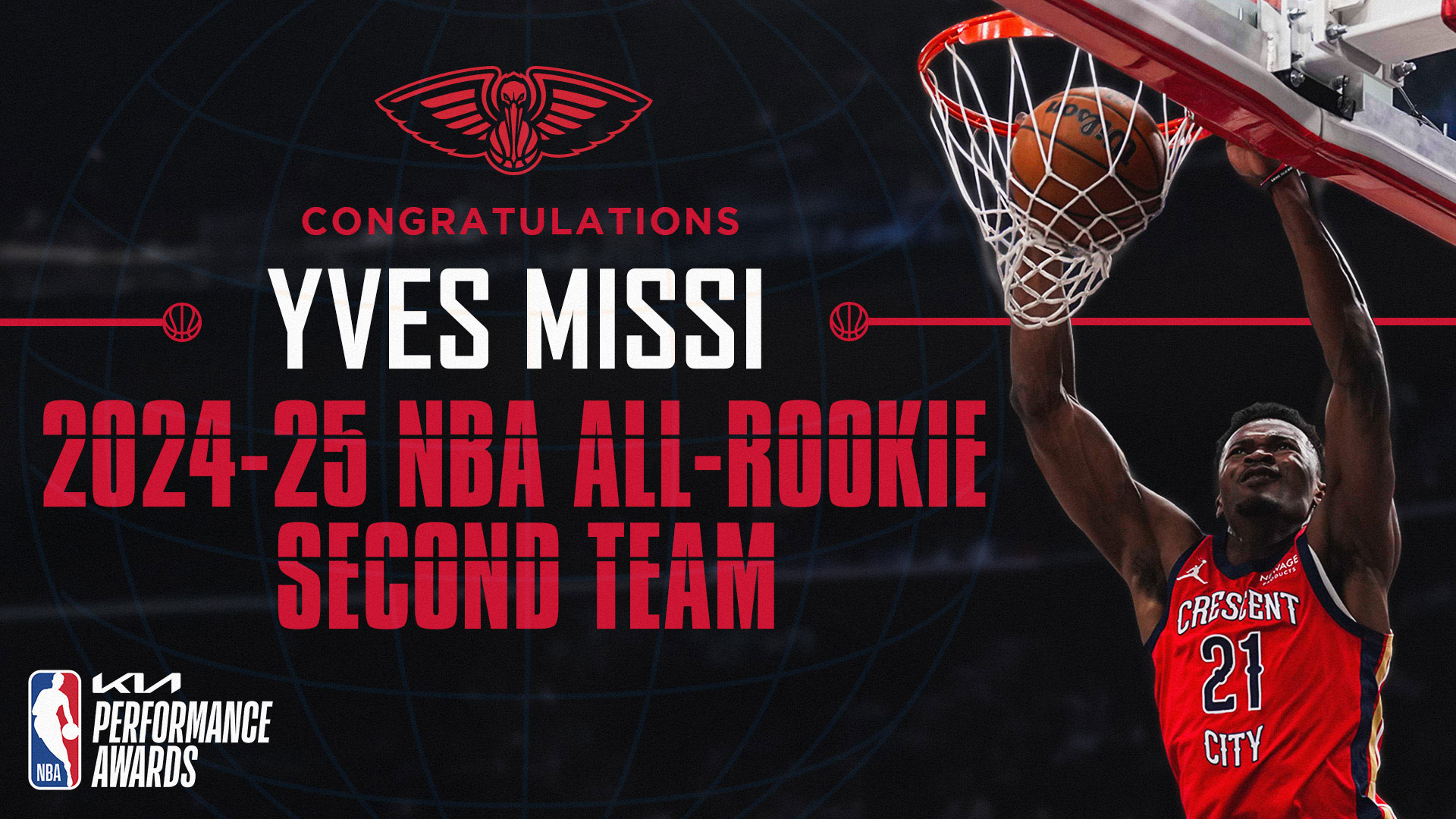 Yves Missi named to 2024-25 Kia NBA All-Rookie Second Team | New Orleans Pelicans