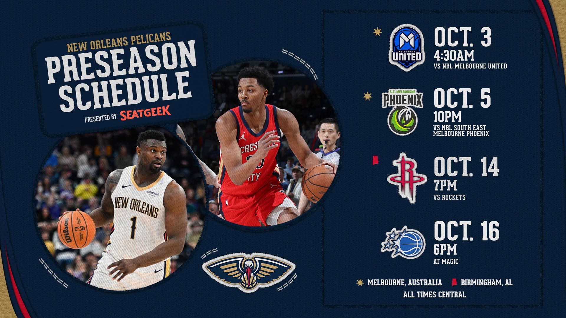 2025 NBA Preseason Schedule for New Orleans Pelicans