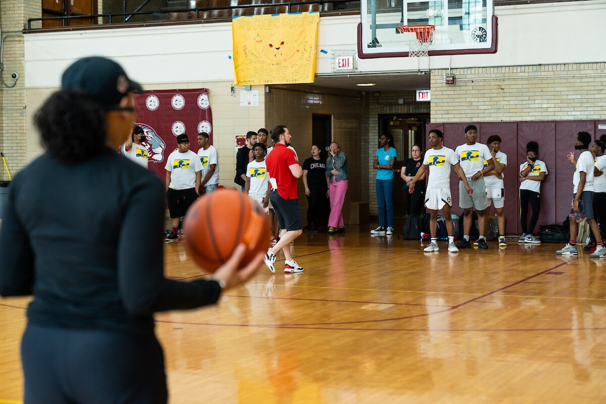 The Bulls and Motorola host a basketball clinic for Black Kids Predict (BKP) at Austin High ...
