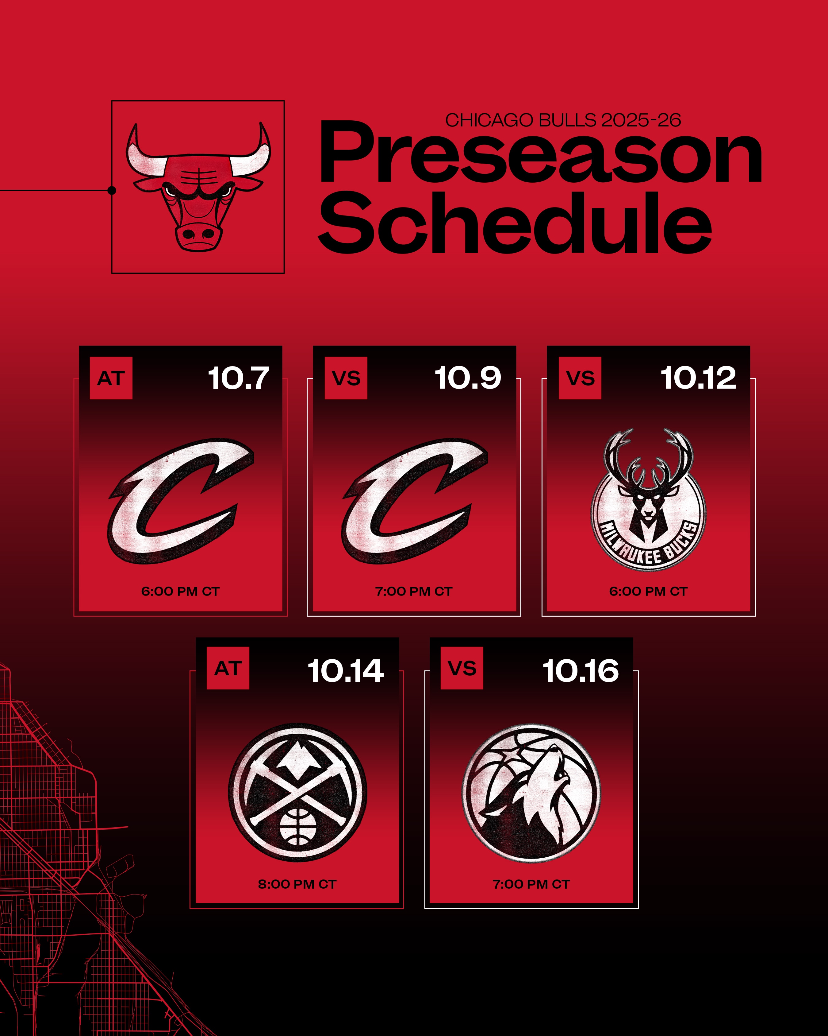 Bulls announce 2025 Preseason schedule | Chicago Bulls
