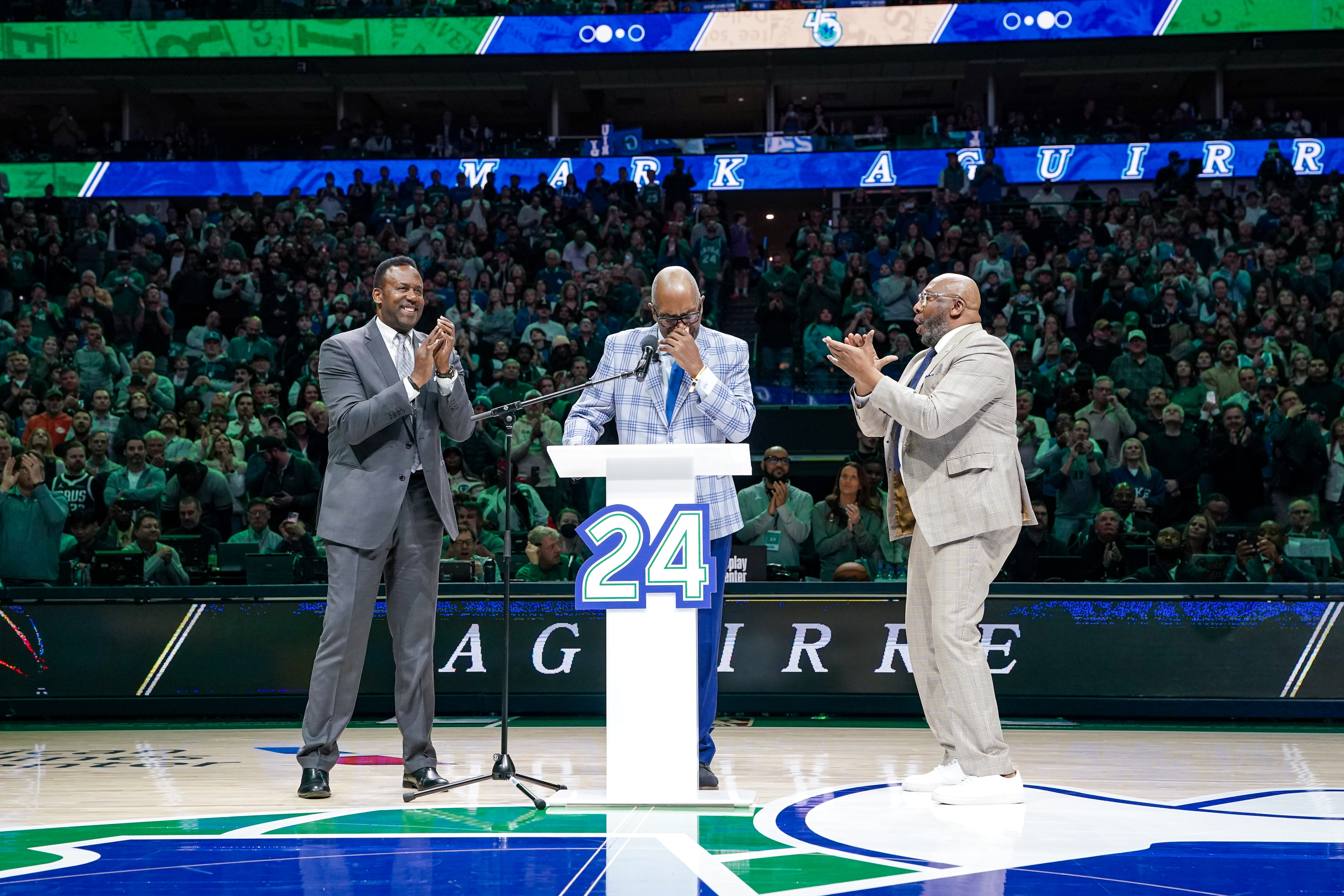 Mark Aguirre gets emotional as Mavs retire his No. 24 jersey | Dallas ...