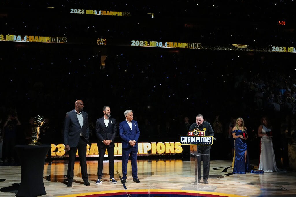 Nuggets celebrate NBA title with Championship Ring and Banner Raising ...