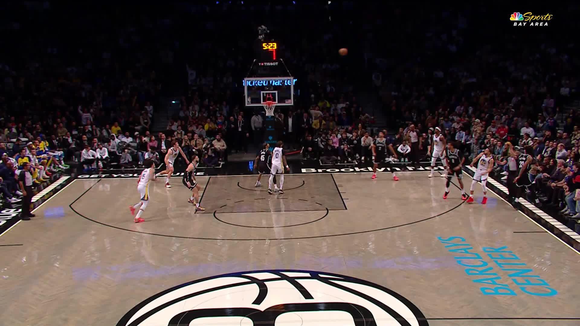 Stephen Curry nails it from behind the arc