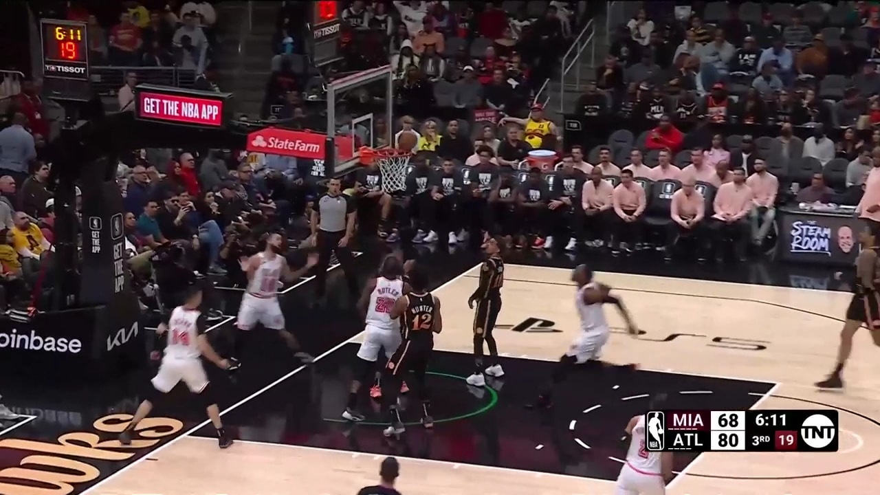 Adebayo parachutes in for the put-back dunk