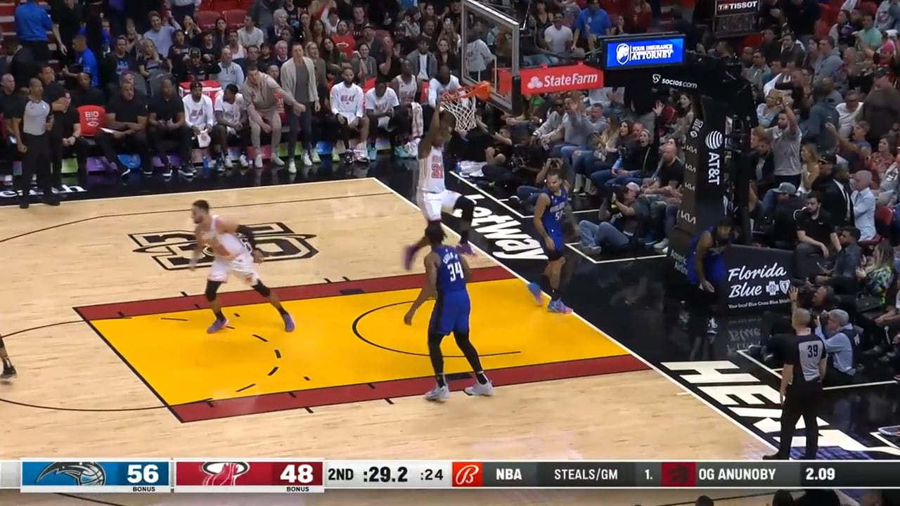 Strus feeds Butler for the two-handed dunk