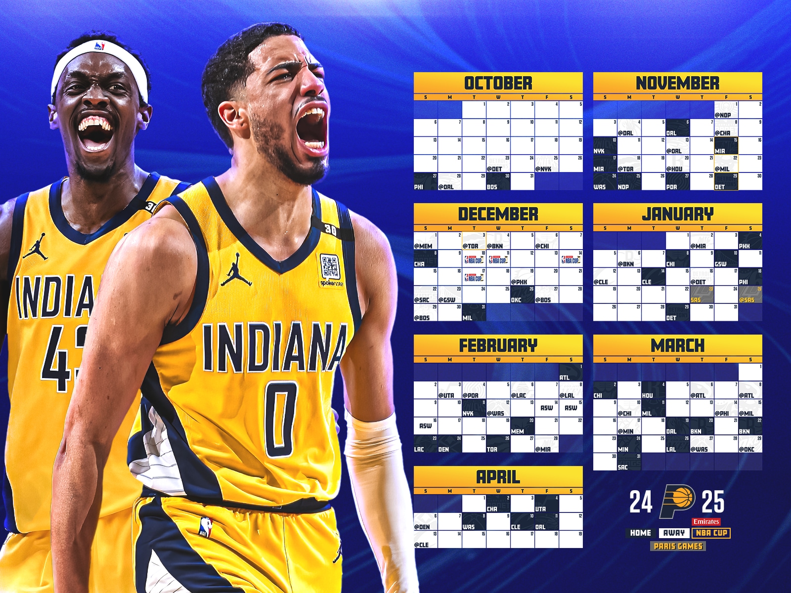2024-25 Pacers Schedule Downloadable Wallpapers | Indiana Pacers
