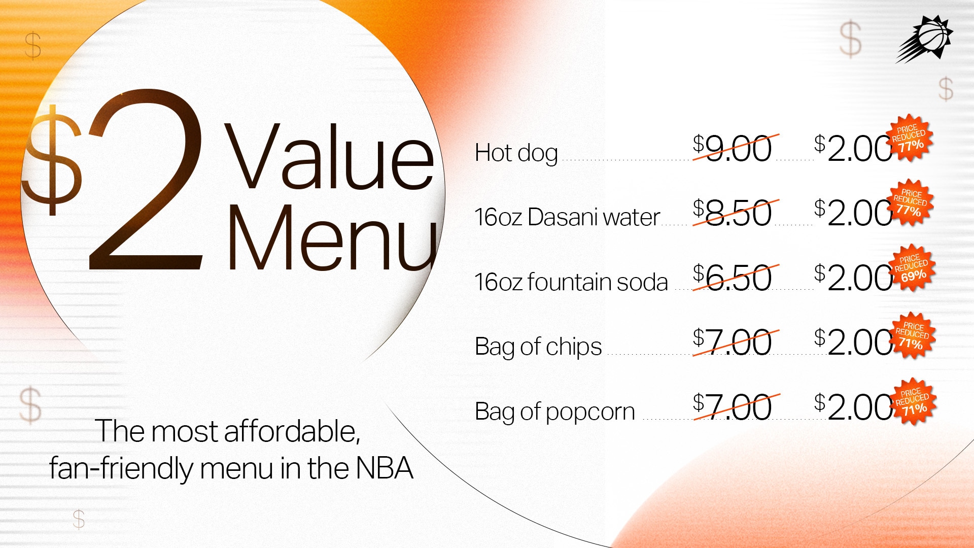 PHOENIX SUNS INTRODUCE $2 VALUE MENU AT SUNS GAMES | Phoenix Suns