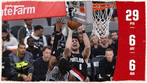 Damian Lillard Presented With 2026 State Farm Three-Point Trophy ...
