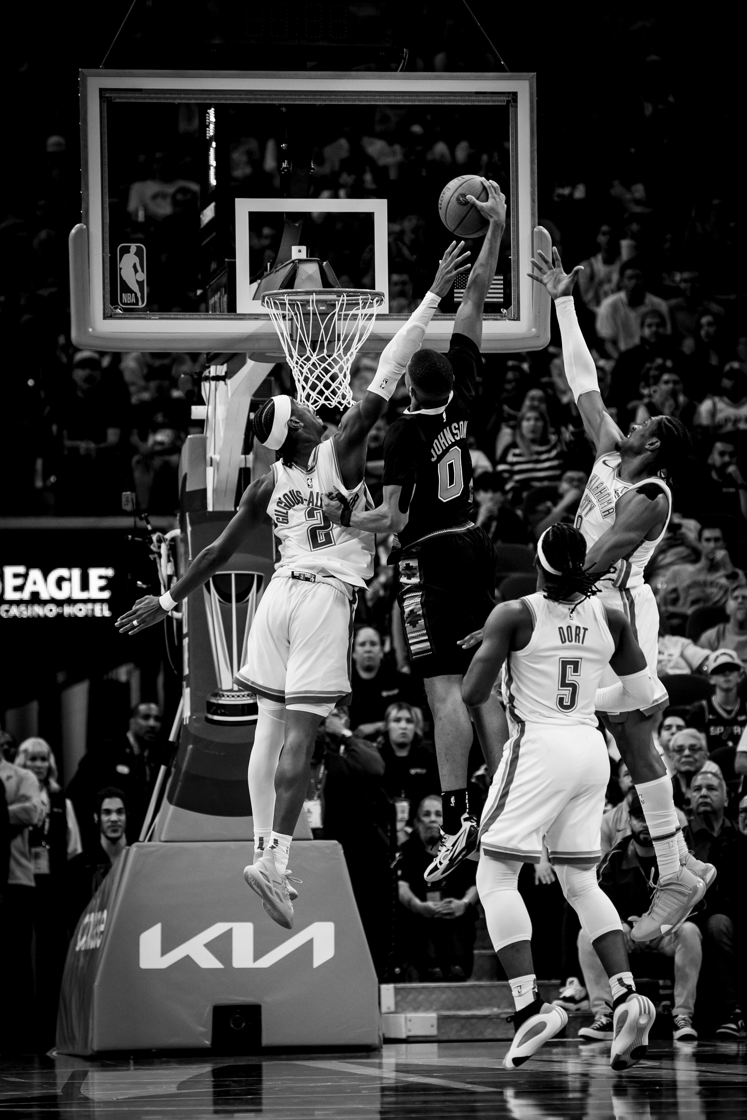 San Antonio Spurs guard Keldon Johnson dunks during the second quarter ...