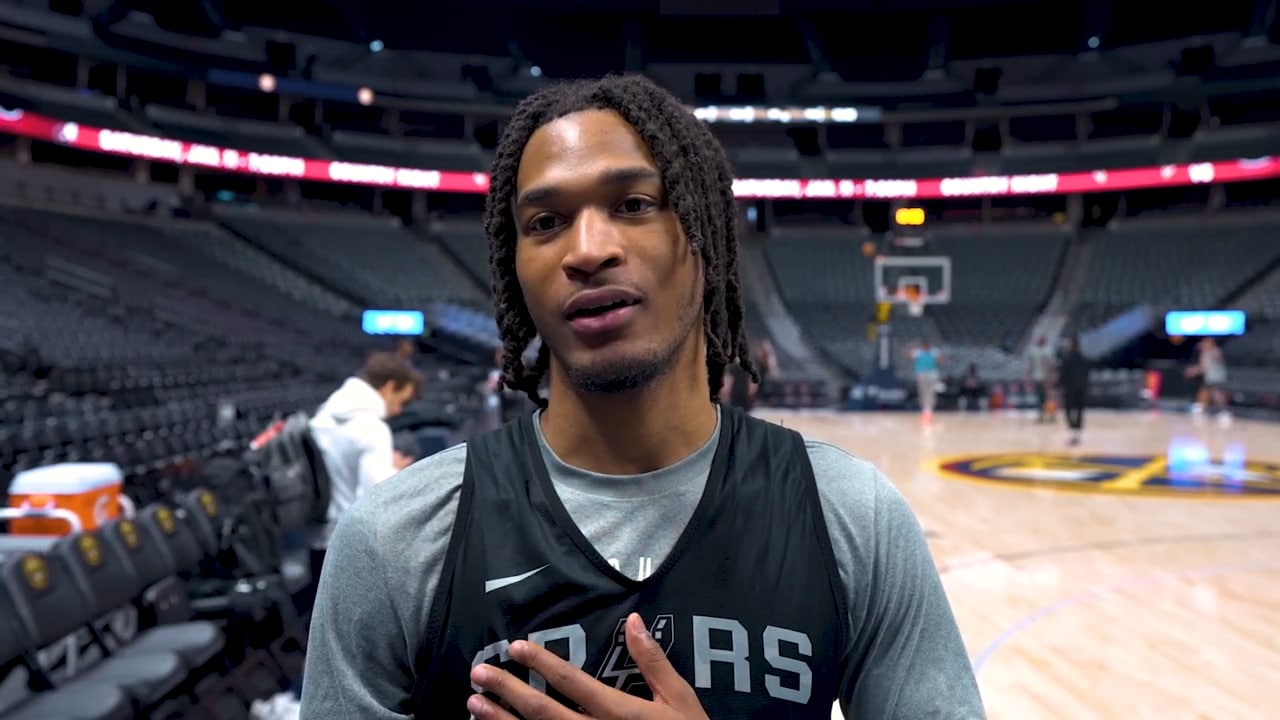 Stephon Castle, Shootaround vs. Denver Nuggets | 1/3/25 | San Antonio Spurs