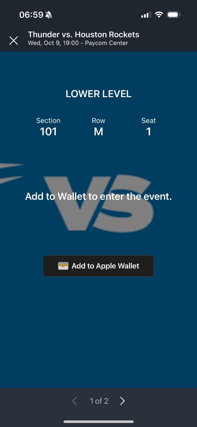 Mobile Ticketing | Oklahoma City Thunder