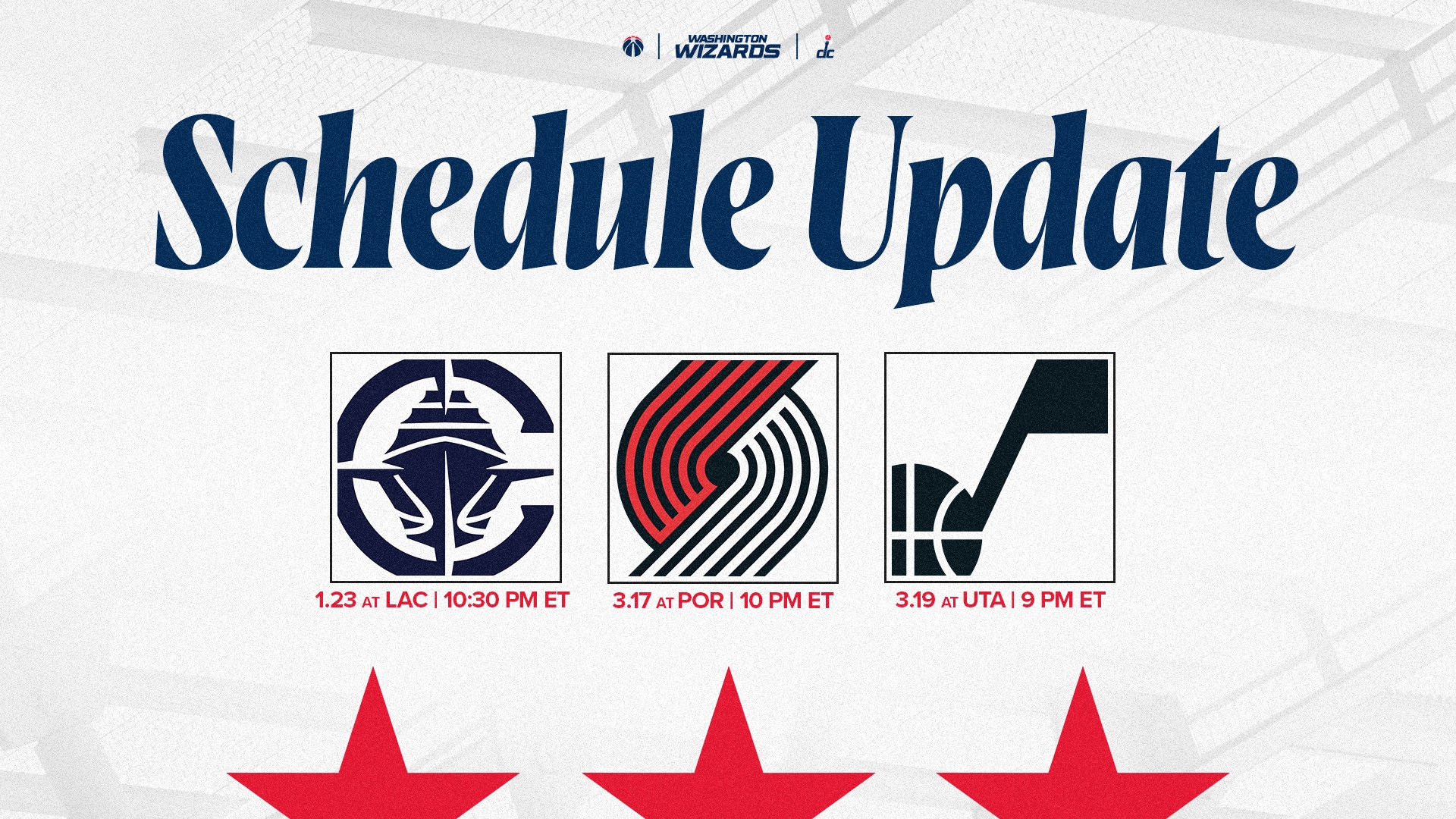 Wizards Schedule Update | Washington Wizards