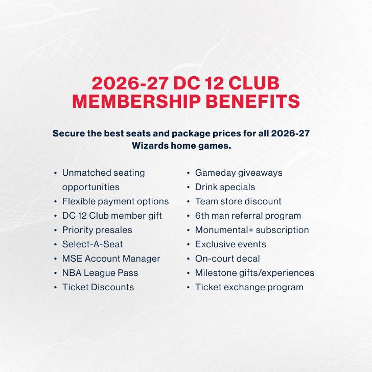 Washington Wizards 2026-27 Season Ticket Memberships