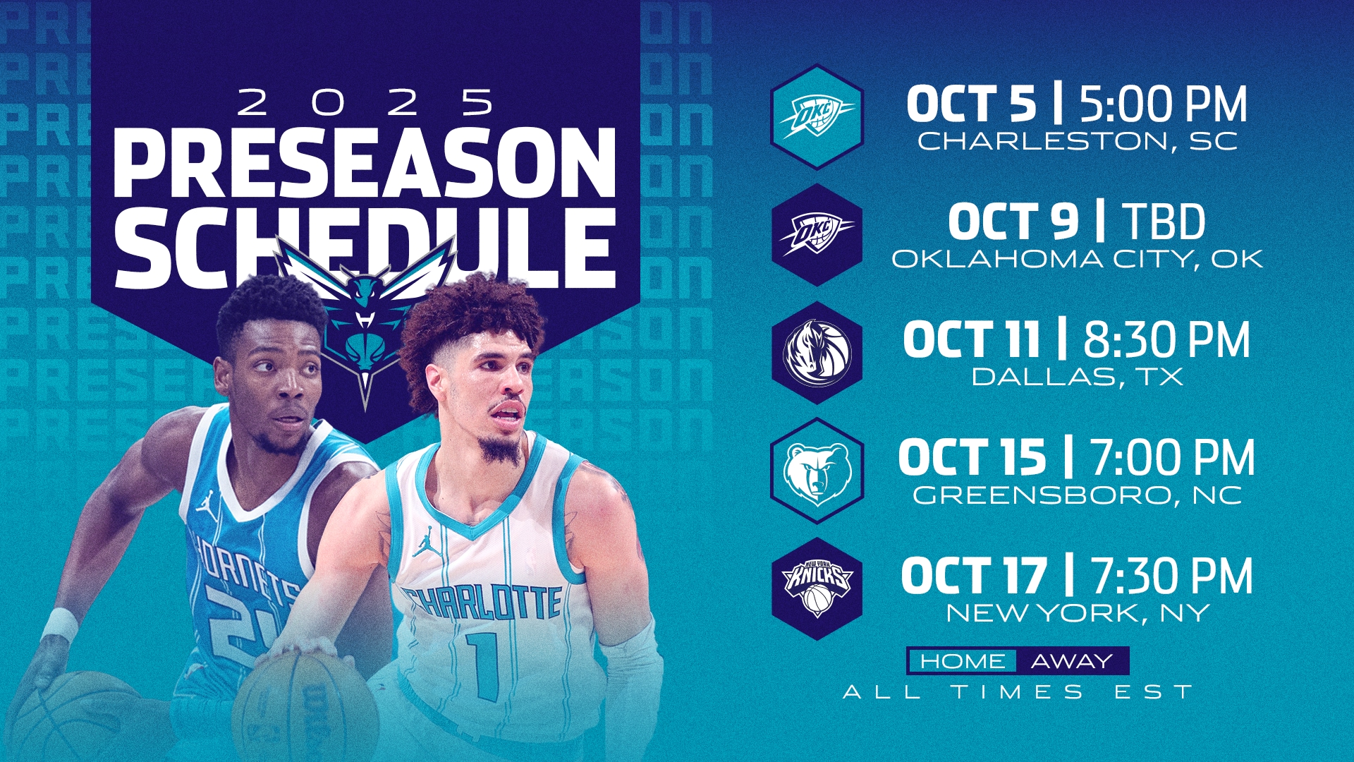 Hornets Announce Full 2025-26 Preseason Schedule | Charlotte Hornets