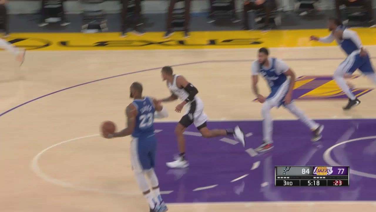LeBron crossover, drive and acrobatic finish | Los Angeles Lakers